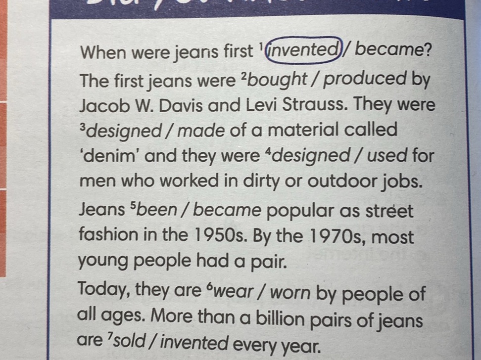 When were jeans first (invented) / became? | StudyX