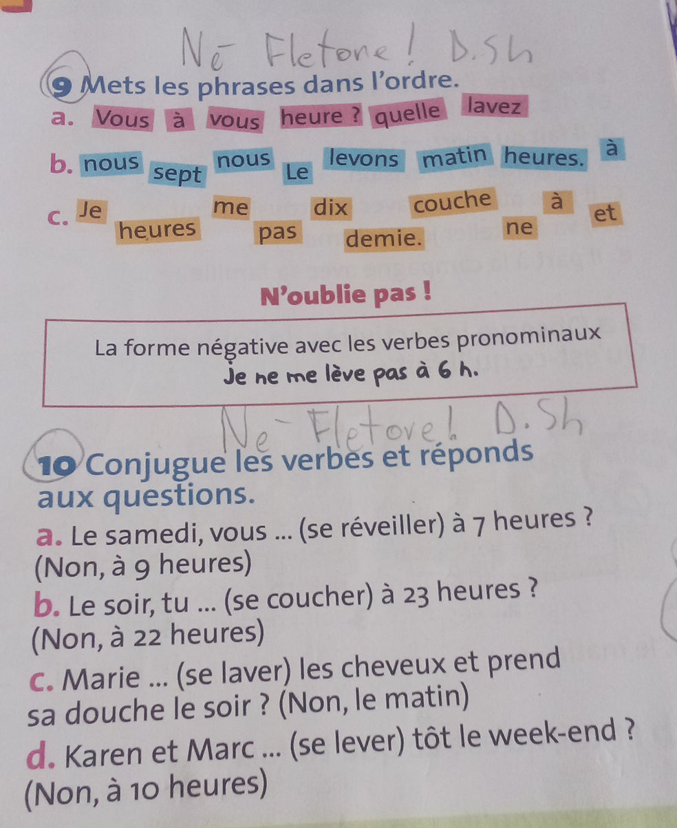 9 Mets les phrases dans l'ordre. a. Vous à | StudyX