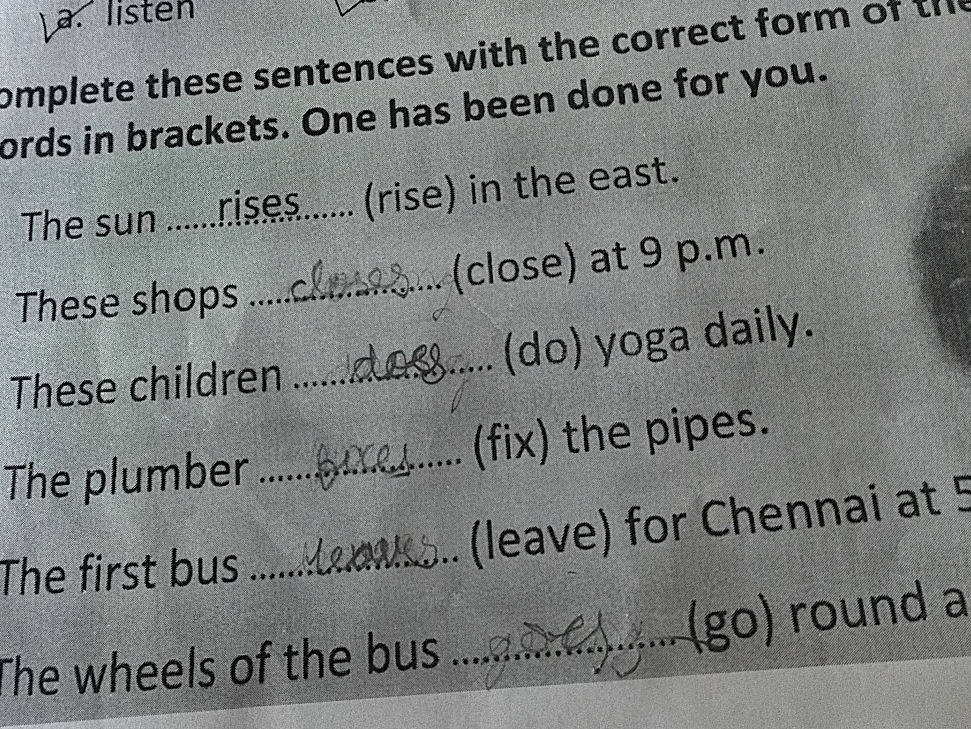Complete these sentences with the correct | StudyX