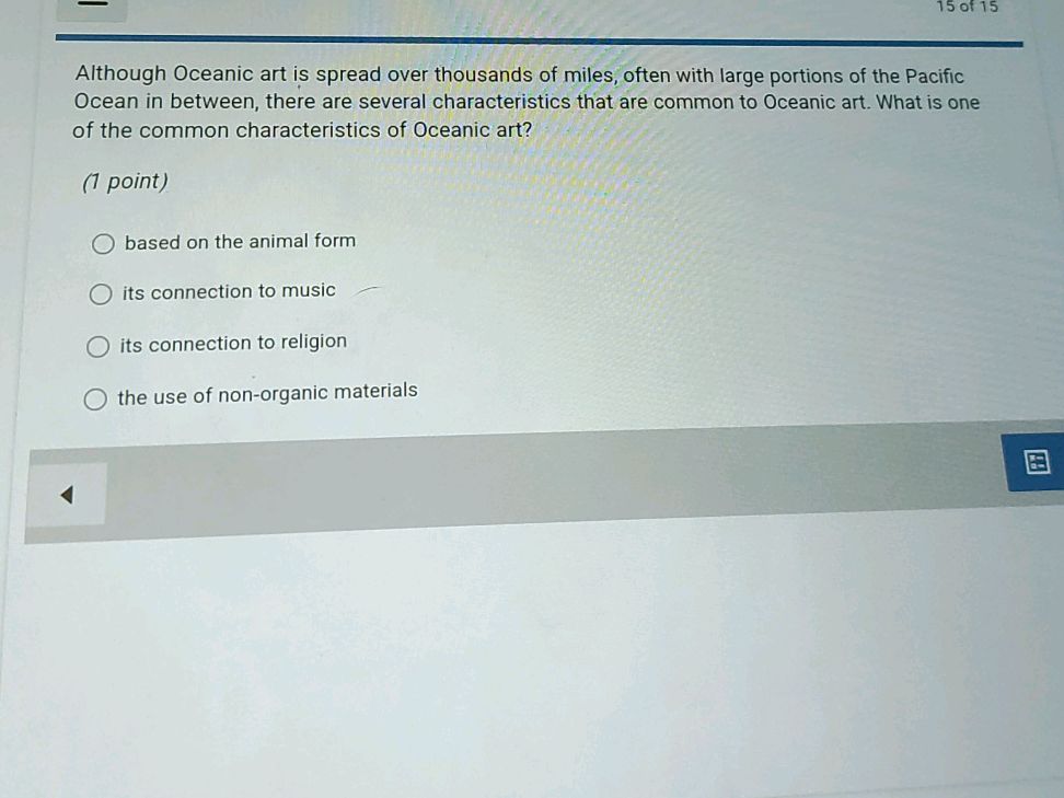 Although Oceanic art is spread over | StudyX