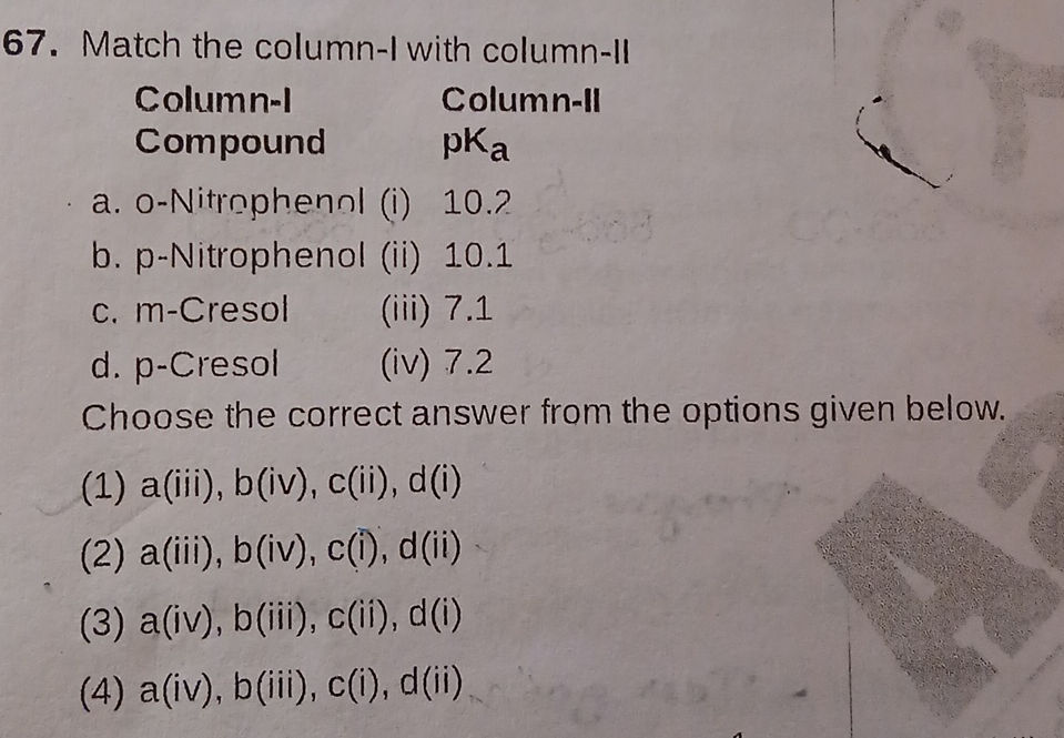 67. Match the column-I with column-II | StudyX