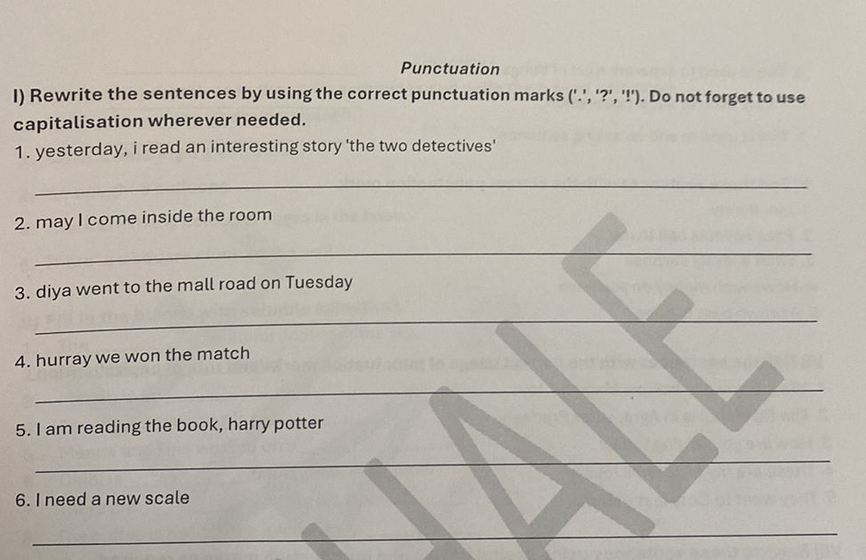 I) Rewrite the sentences by using the | StudyX