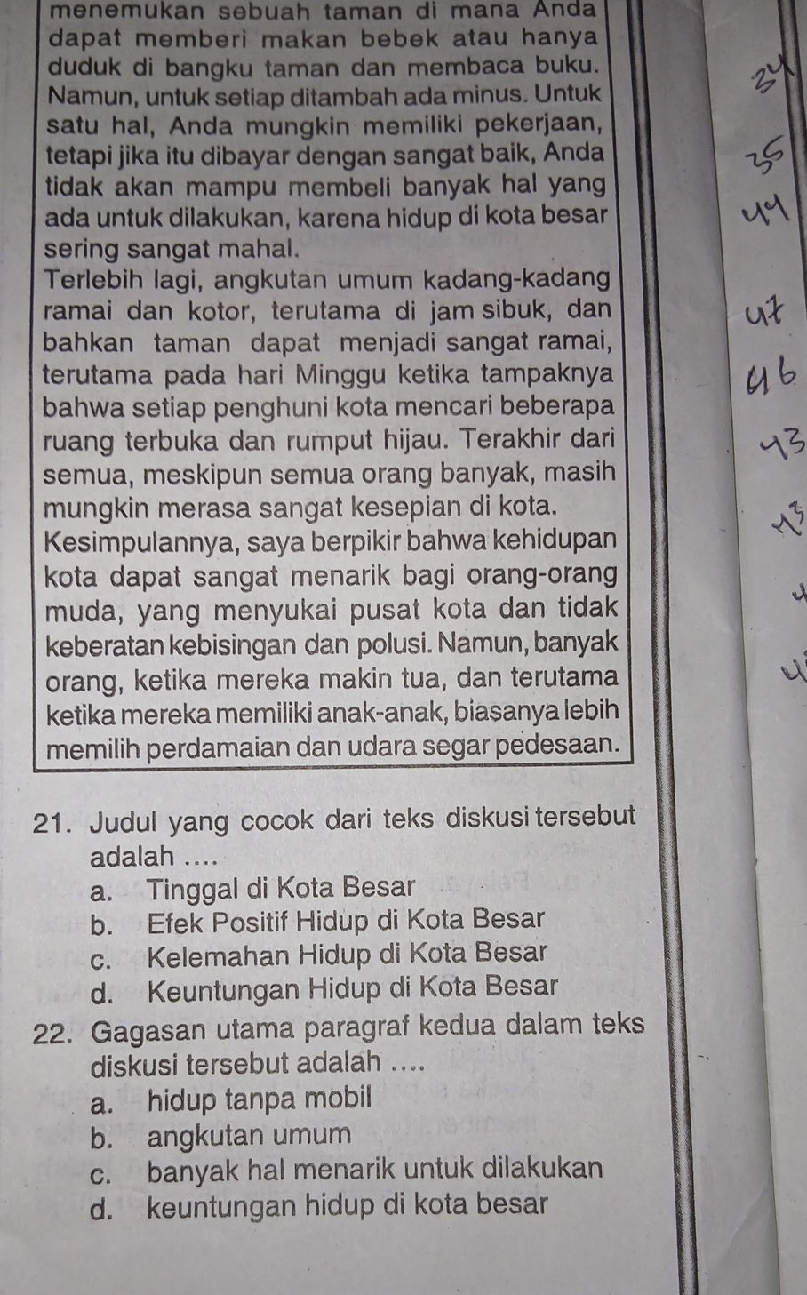 21. Judul yang cocok dari teks diskusi | StudyX