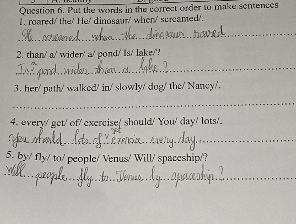 Question 6. Put the words in the correct | StudyX