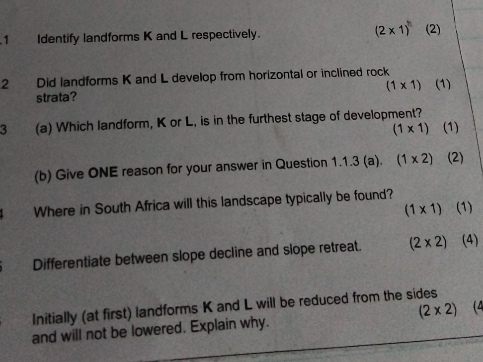 1. Identify landforms K and L respectively. | StudyX