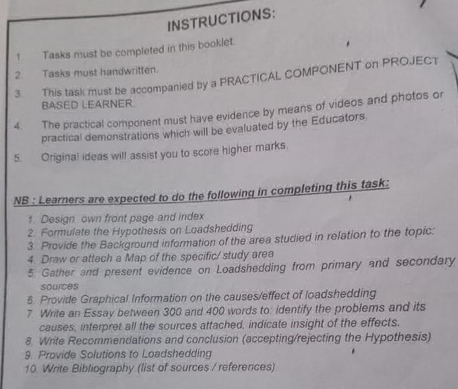 NB: Learners are expected to do the | StudyX