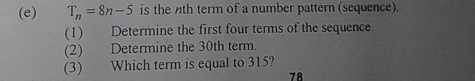 $T_n = 8n - 5$ is the $n$th term of a number | StudyX