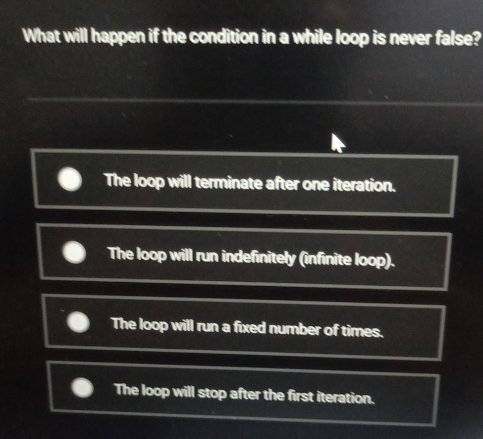 What will happen if the condition in a while | StudyX