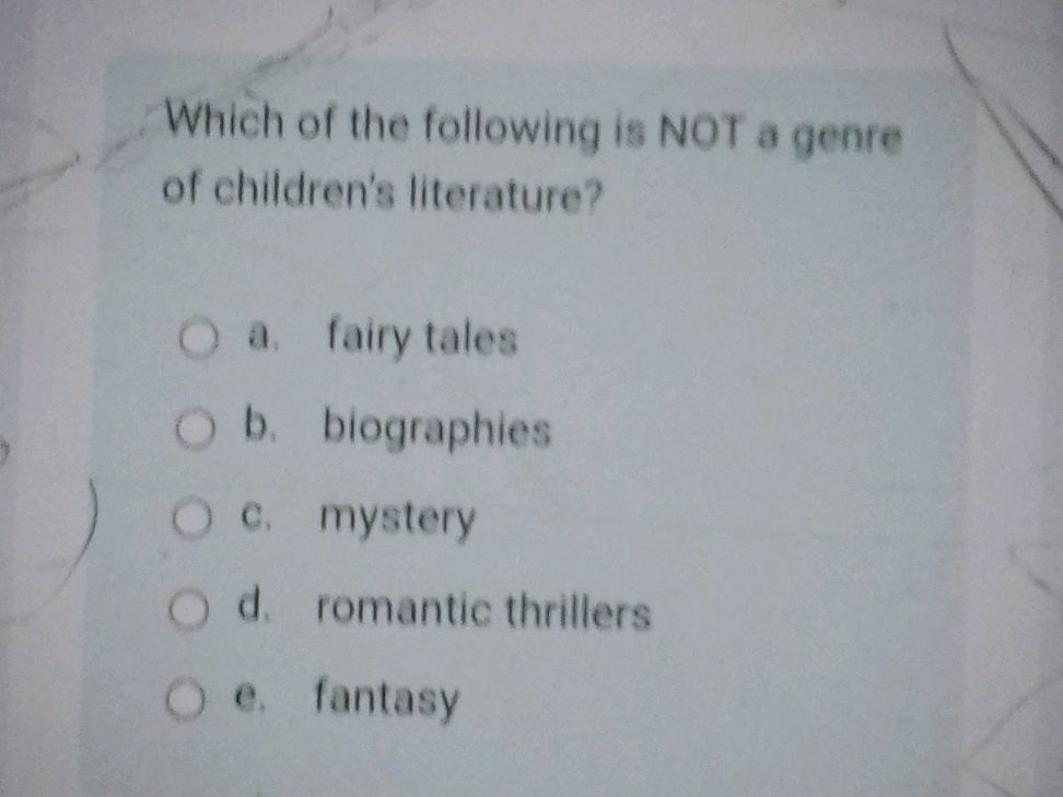 Which of the following is NOT a genre of | StudyX