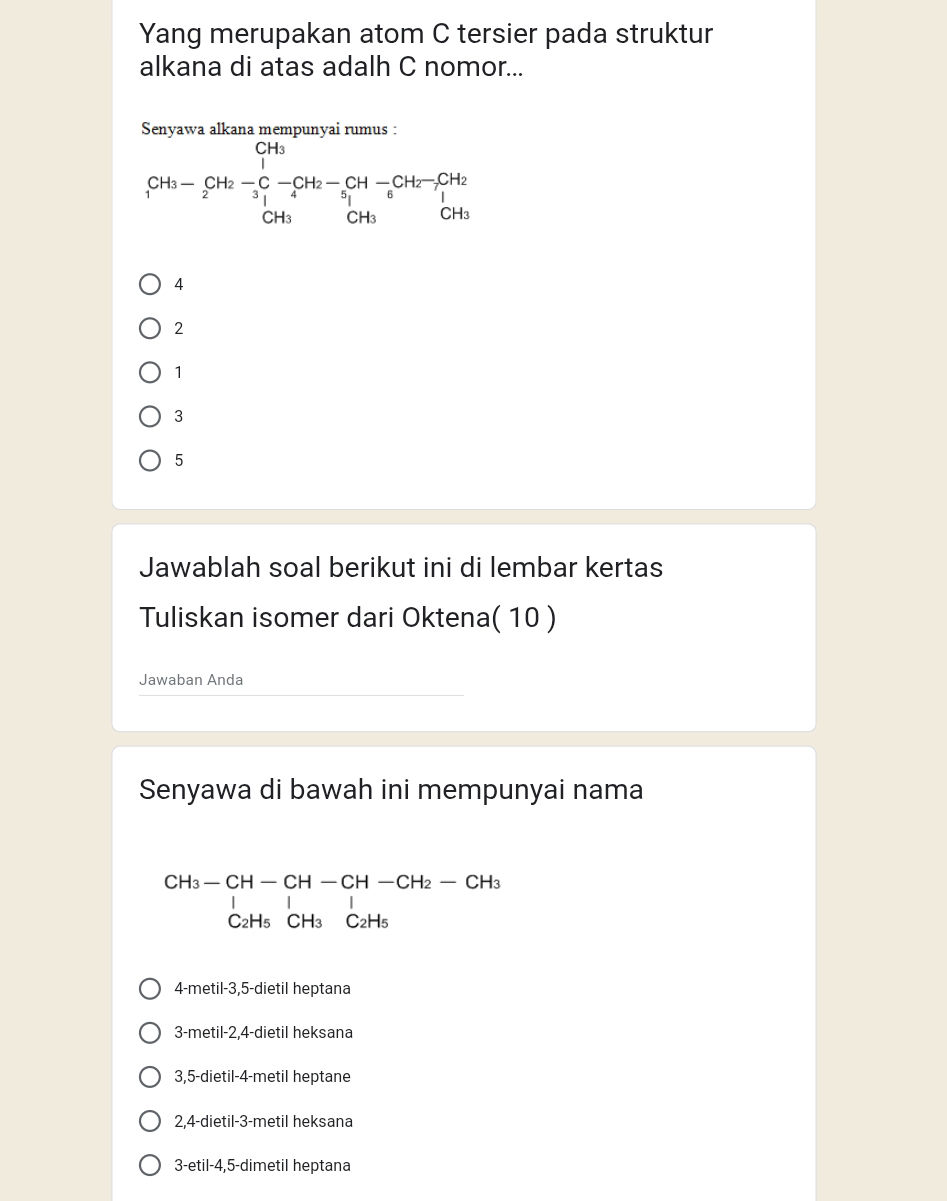Yang merupakan atom C tersier pada struktur | StudyX