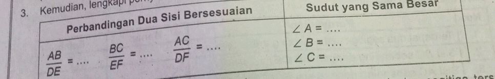 3. Kemudian, lengk | Perbandingan Dua Sisi | StudyX