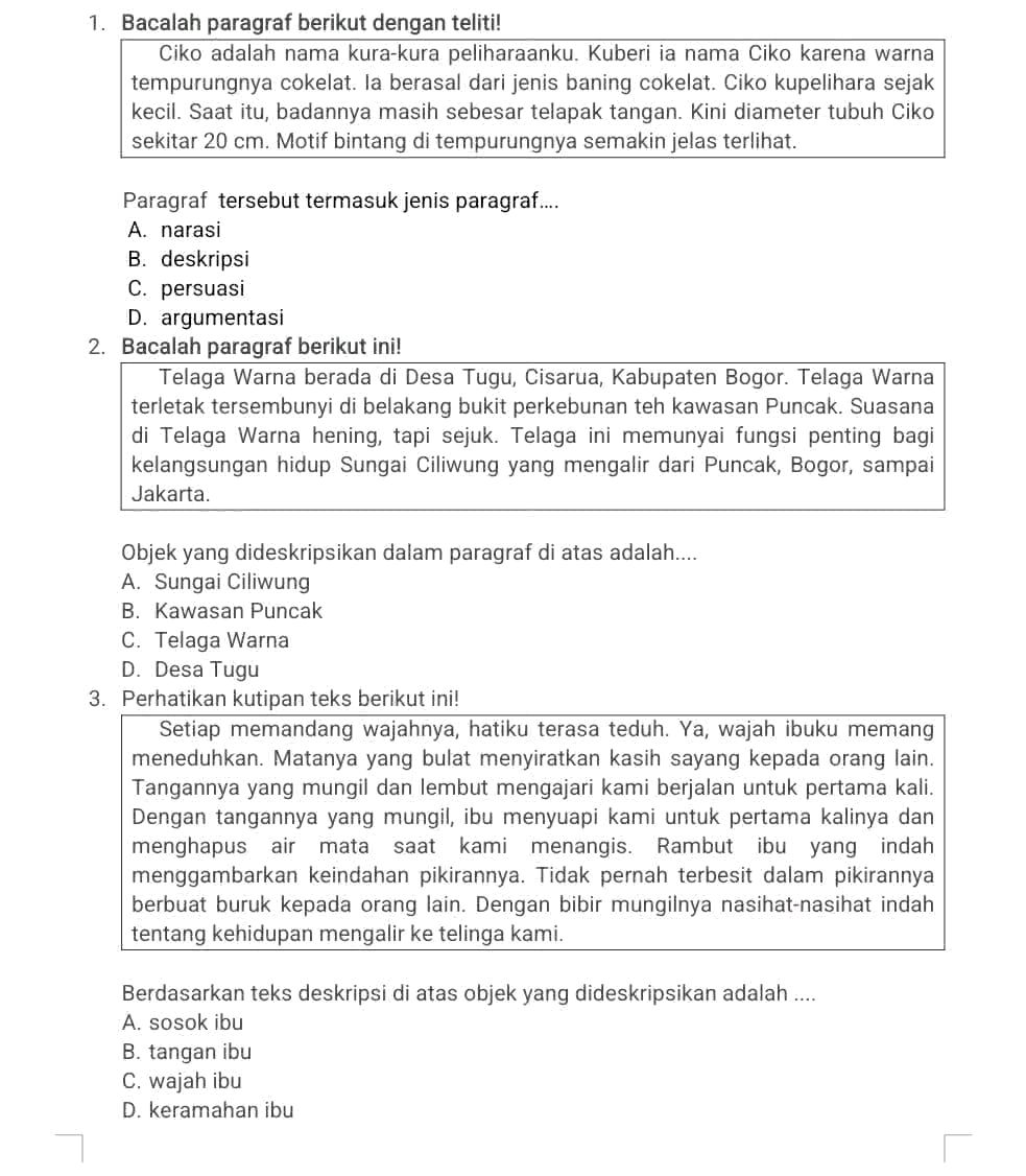 1. Bacalah paragraf berikut dengan teliti! | StudyX