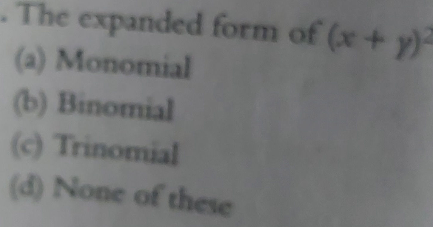 The expanded form of $(x + y)^2$ (a) | StudyX