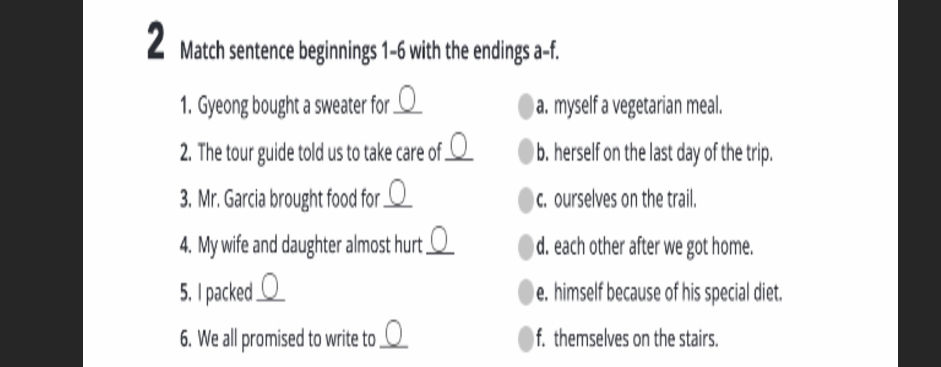 2 Match sentence beginnings 1-6 with the | StudyX