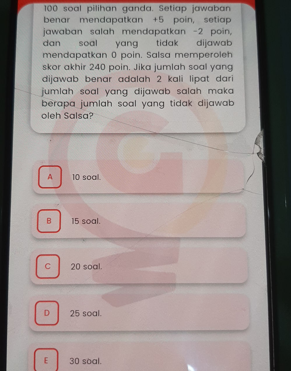 100 soal pilihan ganda. Setiap jawaban benar | StudyX