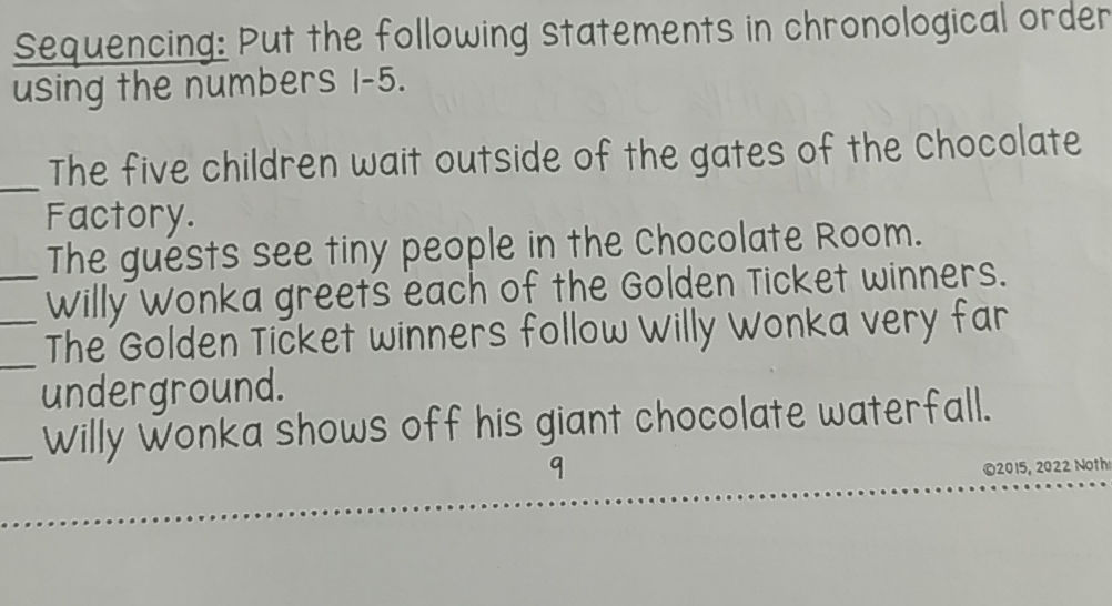 Sequencing: Put the following statements in | StudyX