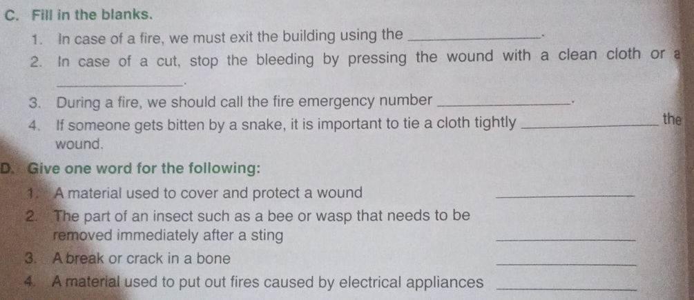 C. Fill in the blanks. 1. In case of a | StudyX