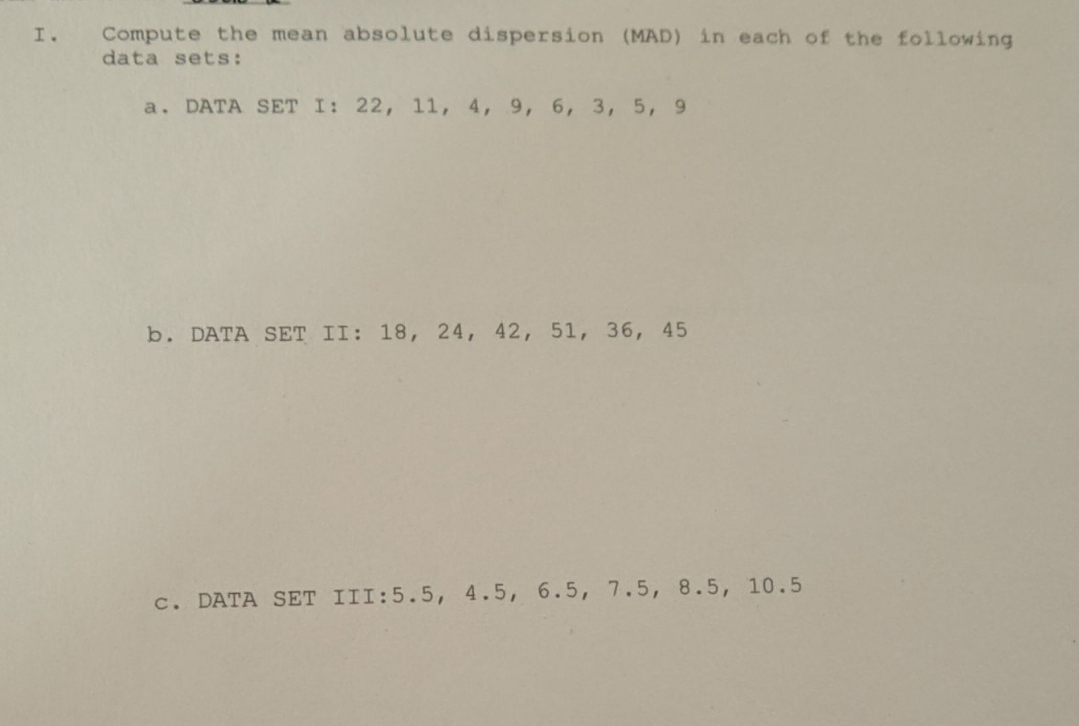 I. Compute the mean absolute dispersion | StudyX