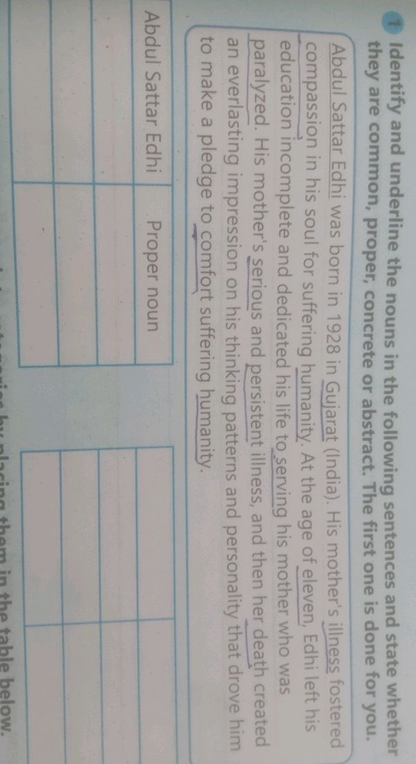 Identify and underline the nouns in the | StudyX