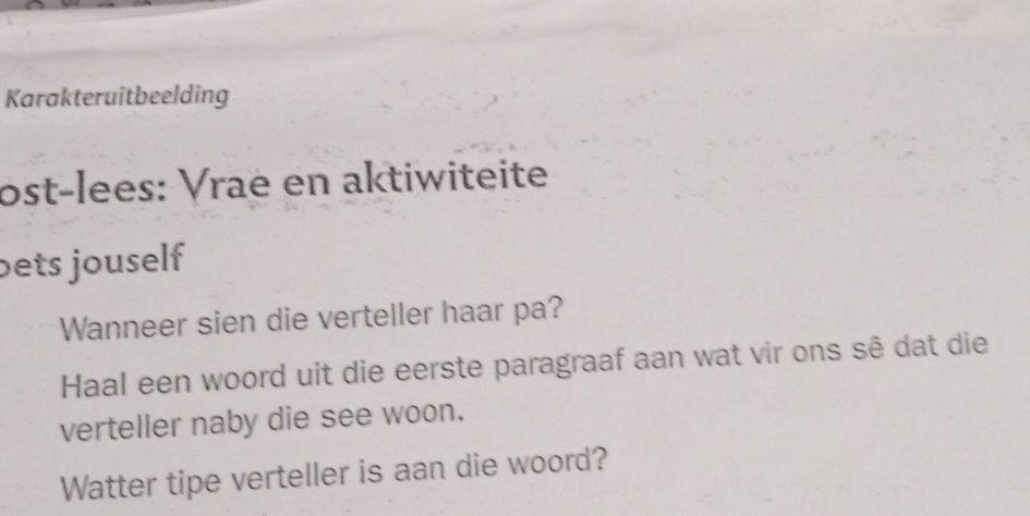 Wanneer sien die verteller haar pa? Haal | StudyX