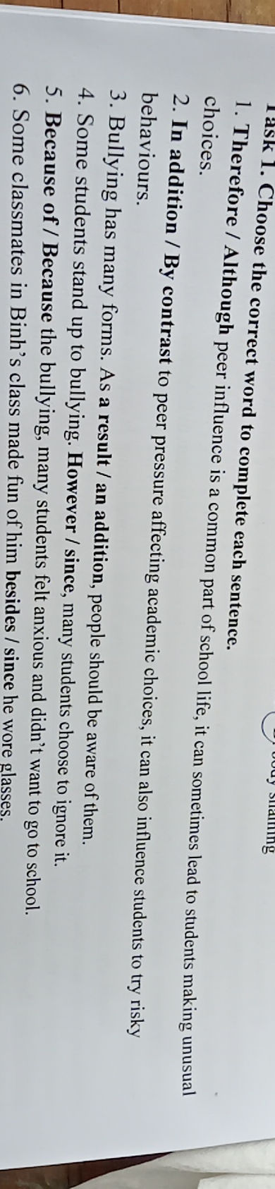 Task 1. Choose the correct word to complete | StudyX