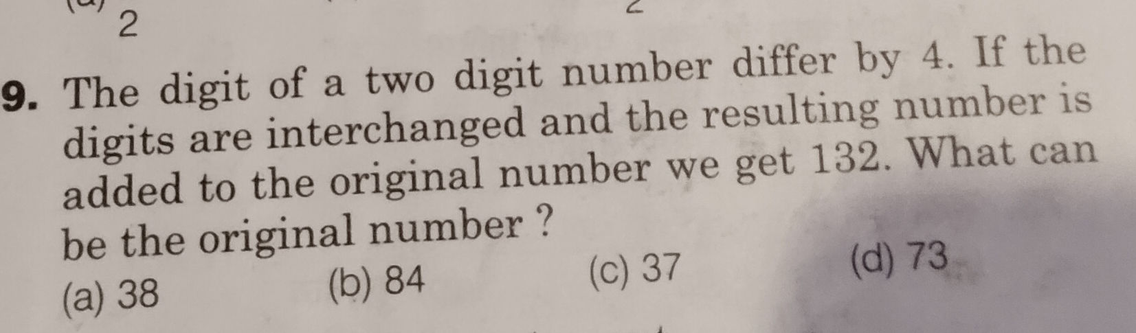 9. The digit of a two digit number differ by | StudyX