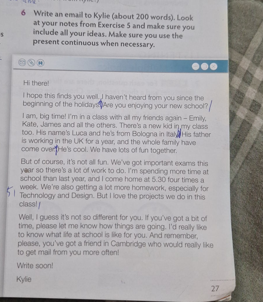 6 Write an email to Kylie (about 200 words). | StudyX