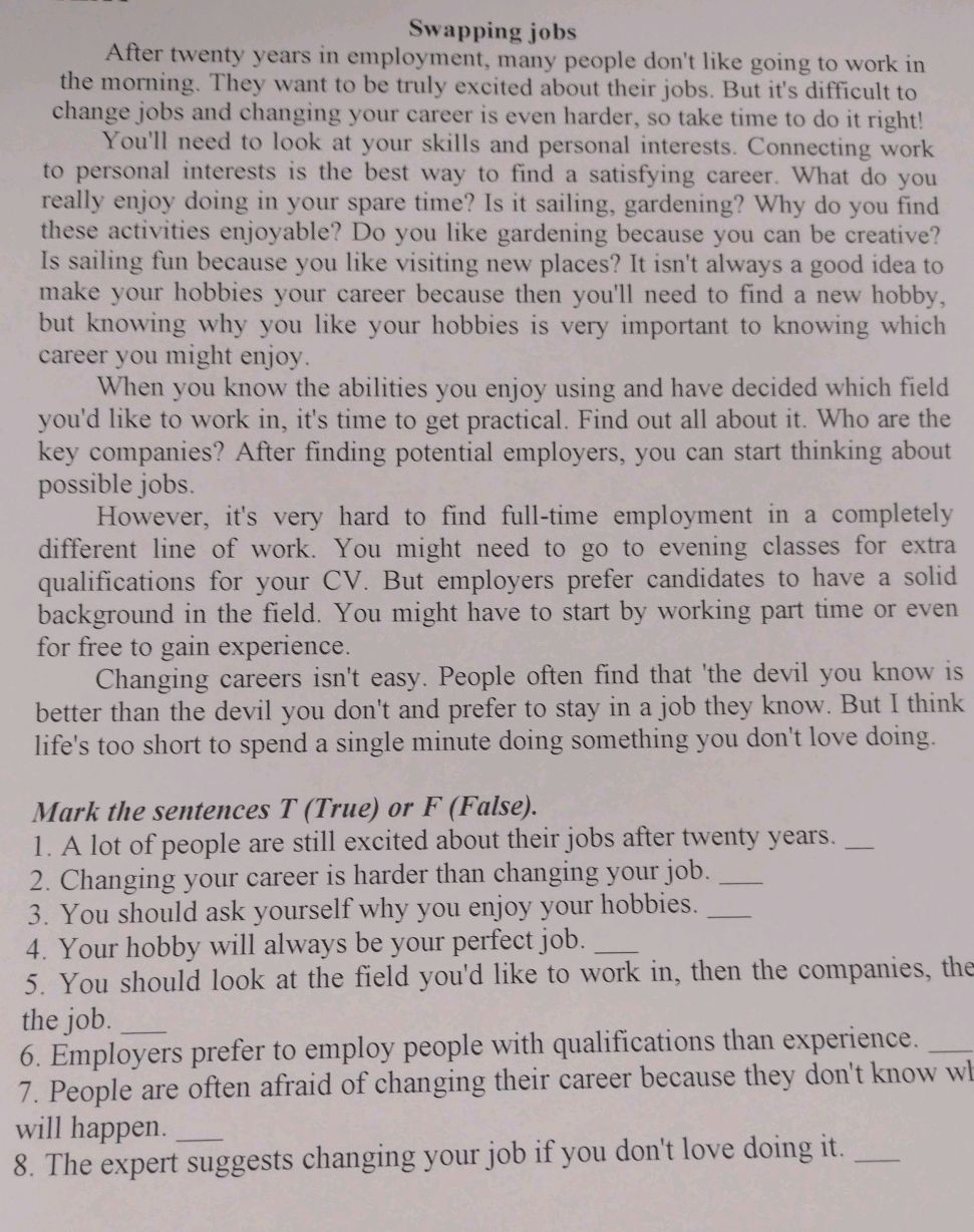 Mark the sentences T (True) or F (False). | StudyX