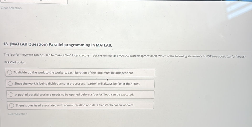 18. (MATLAB Question) Parallel programming | StudyX