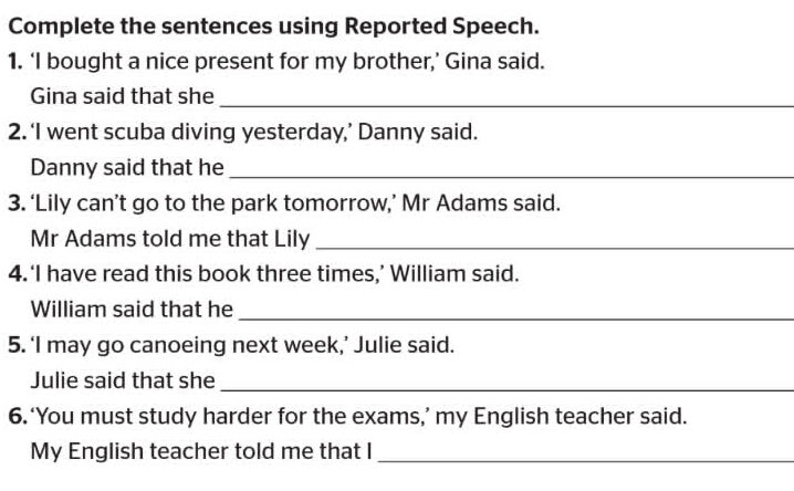 Complete the sentences using Reported | StudyX