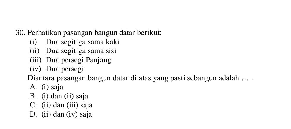 30. Perhatikan pasangan bangun datar | StudyX