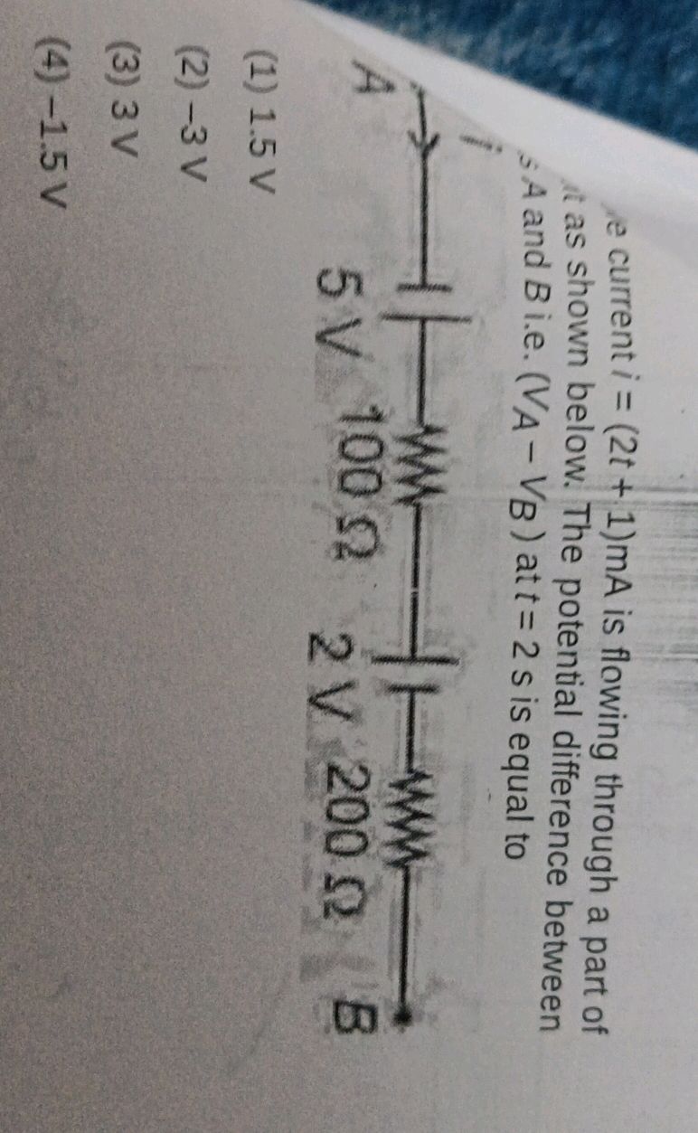The current $i = (2t + 1)mA$ is flowing | StudyX