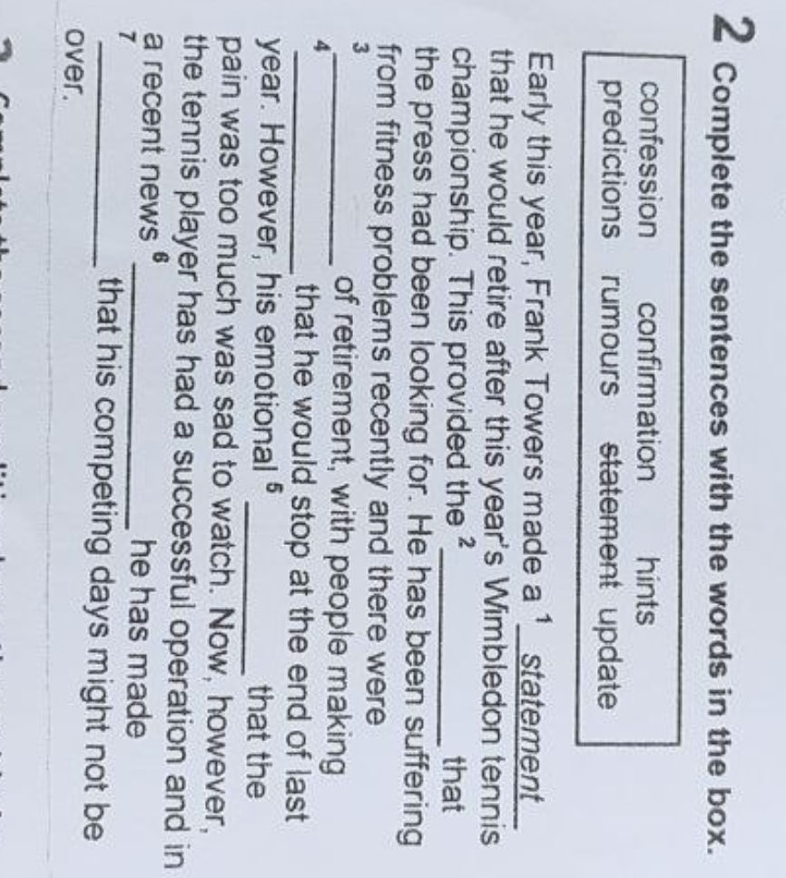 2 Complete the sentences with the words in | StudyX