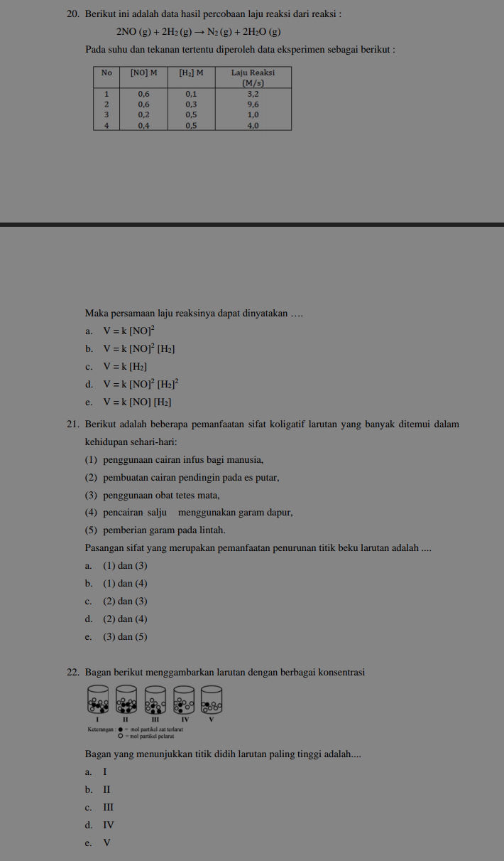 20. Berikut ini adalah data hasil percobaan | StudyX