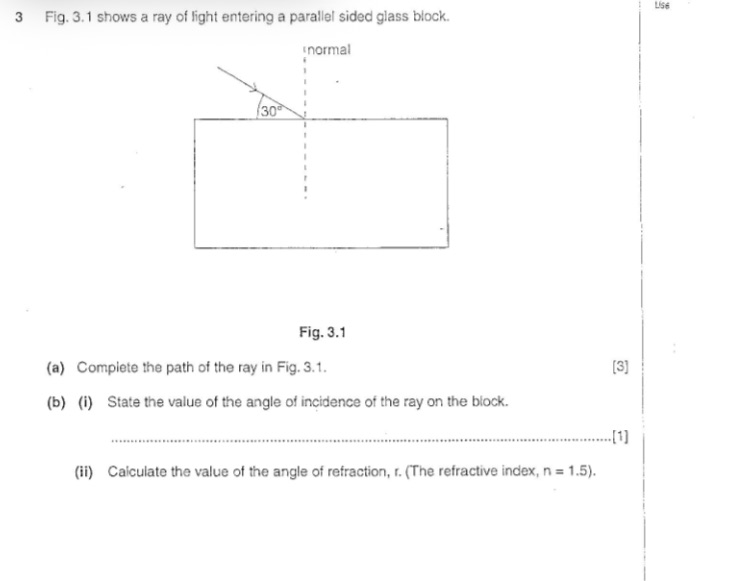 Fig. 3.1 shows a ray of light entering a | StudyX