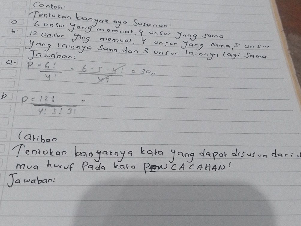 Contoh: Tentukan banyak nya Susunan: a. 6 | StudyX