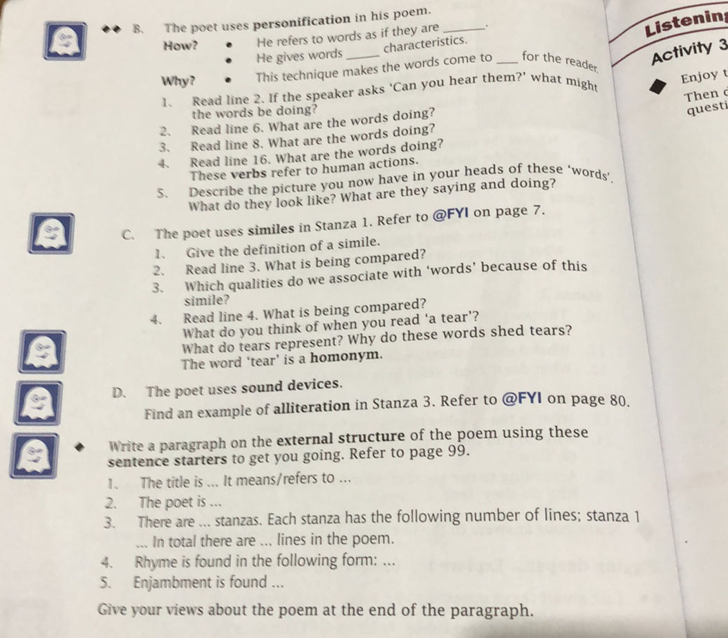 B. The poet uses personification in his | StudyX