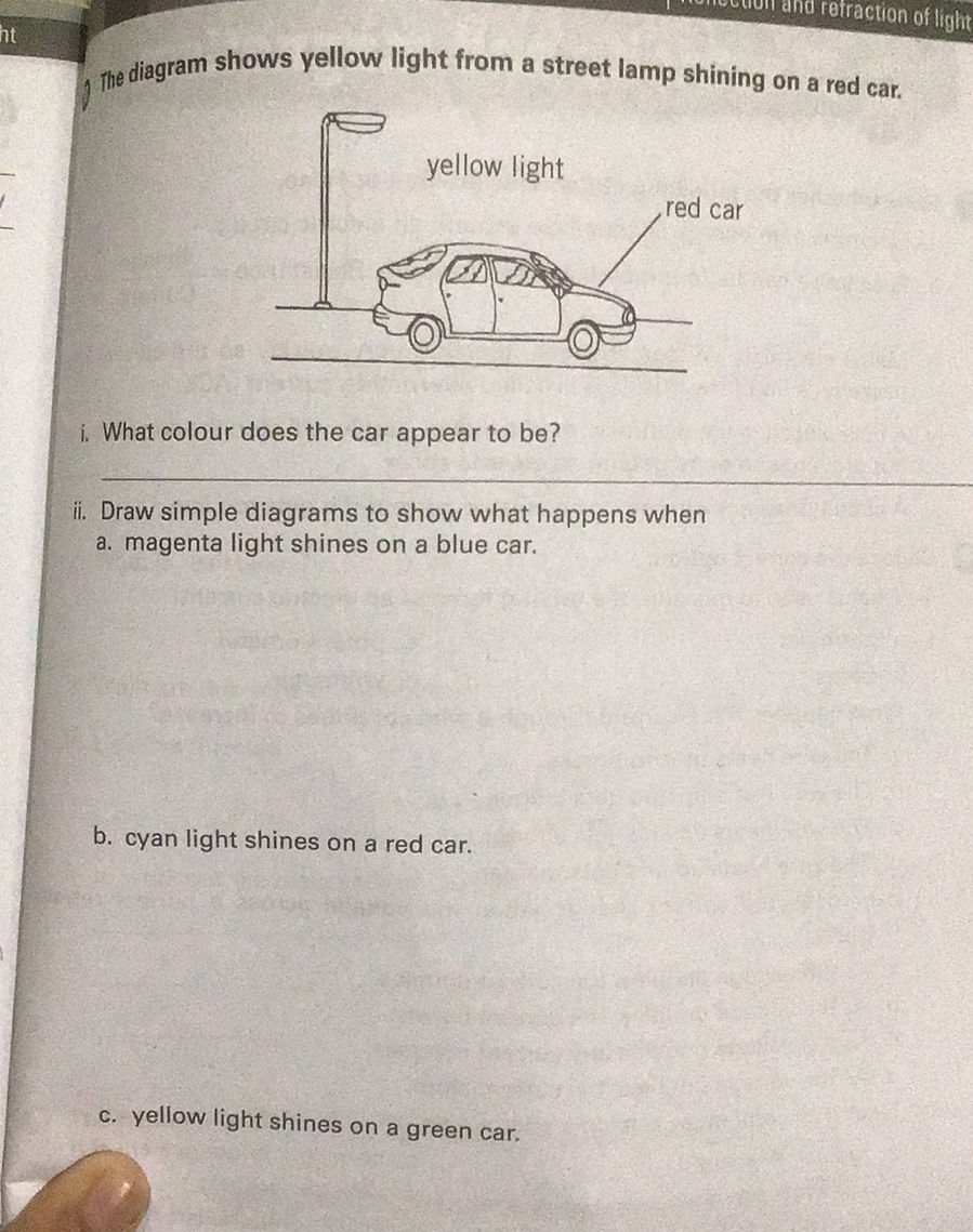 The diagram shows yellow light from a street | StudyX