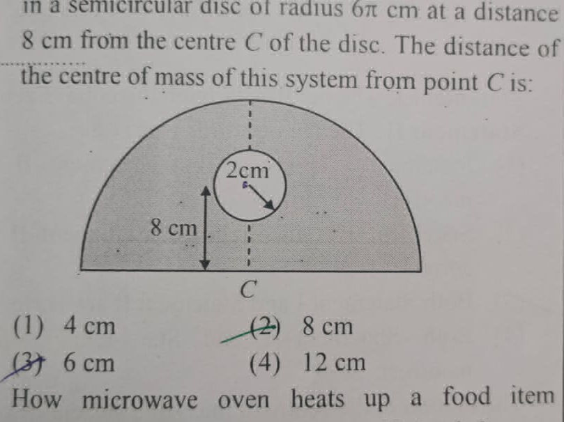 in a semicircular disc of radius 6π cm at a | StudyX