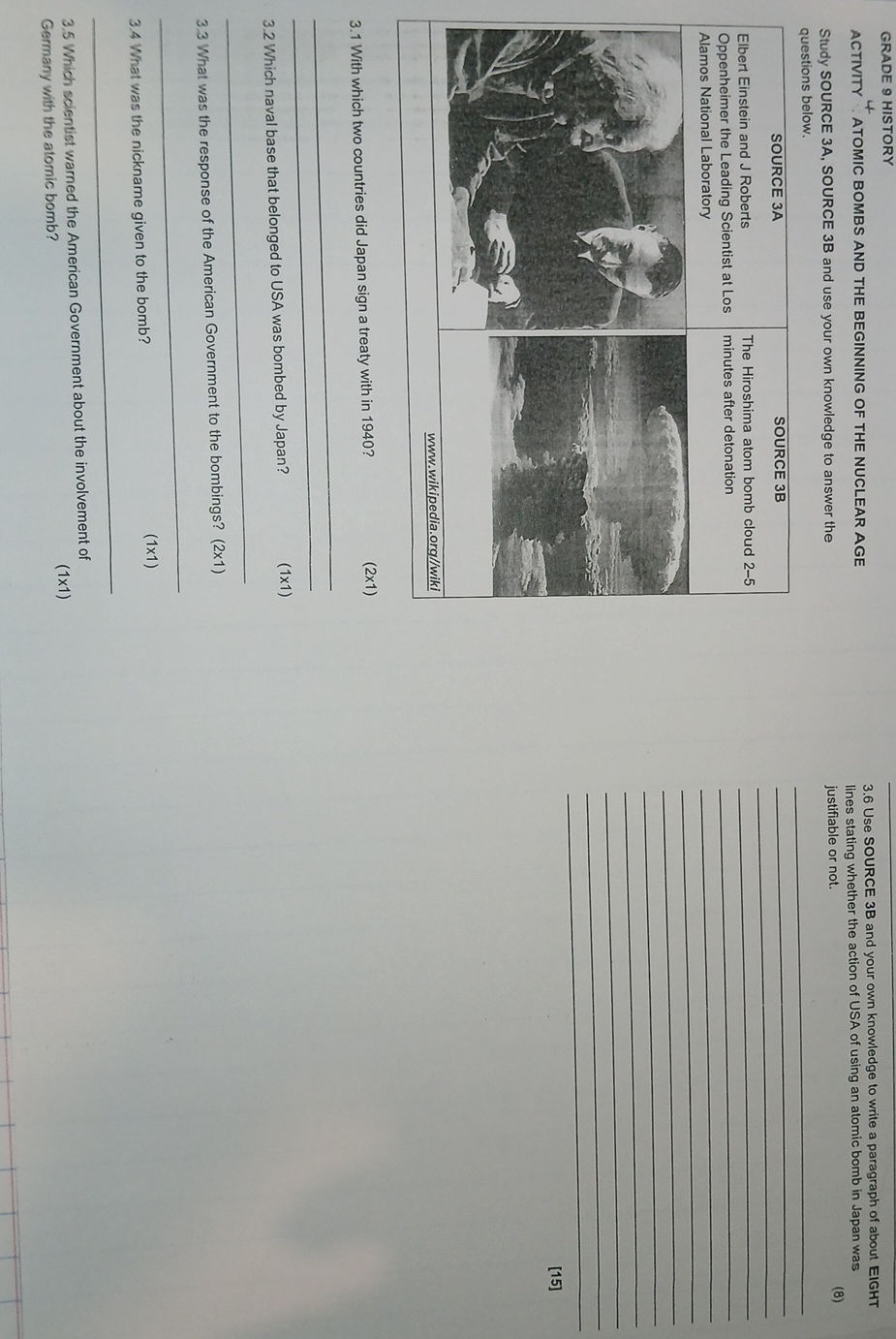 ACTIVITY ATOMIC BOMBS AND THE BEGINNING OF | StudyX