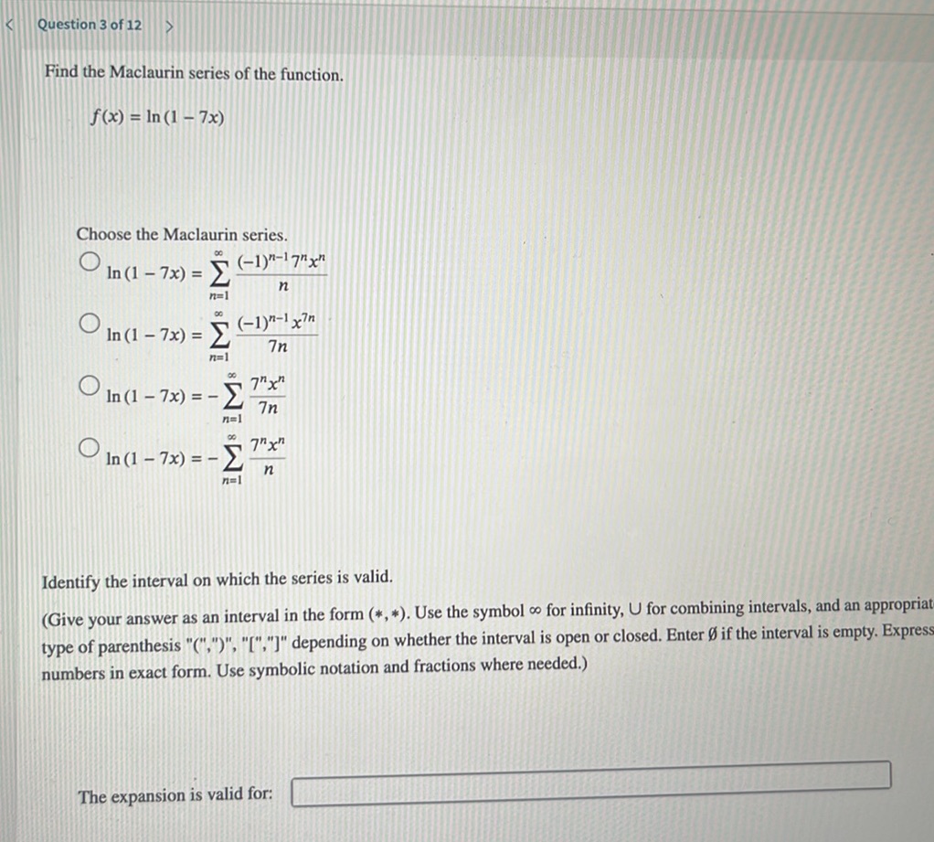 Find the Maclaurin series of the function. | StudyX