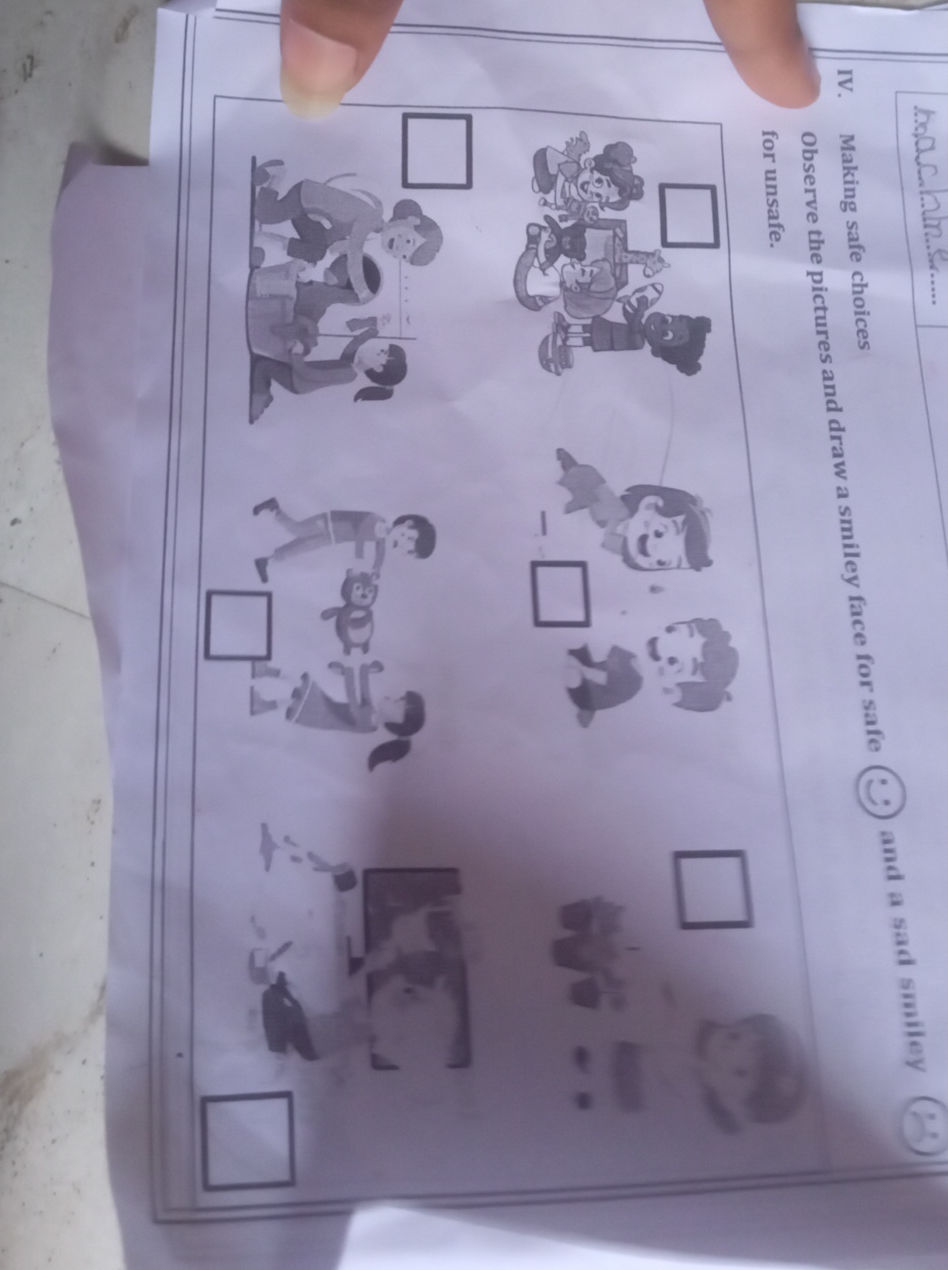 IV. Making safe choices Observe the pictures | StudyX