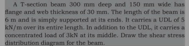 A T-section beam 300 mm deep and 150 mm wide | StudyX