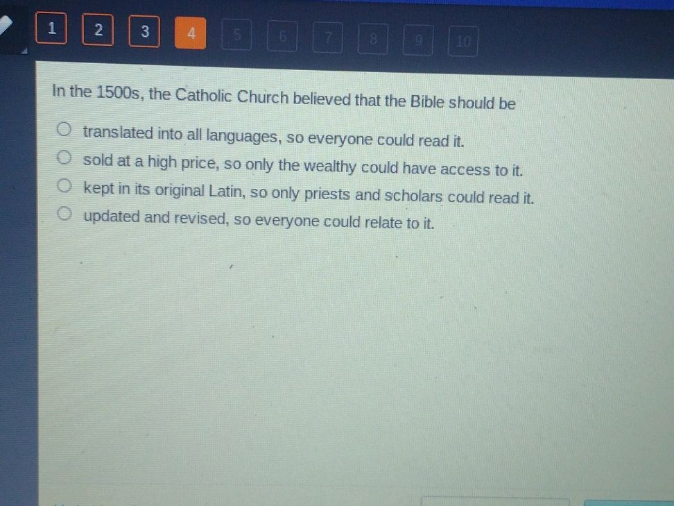 In the 1500s, the Catholic Church believed | StudyX