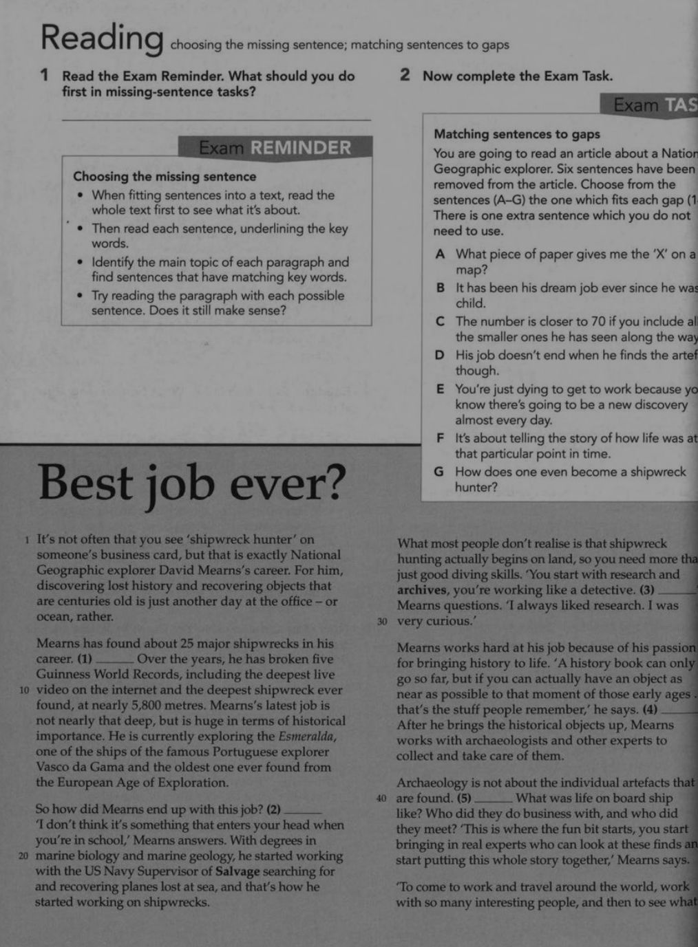 Matching sentences to gaps You are going to | StudyX