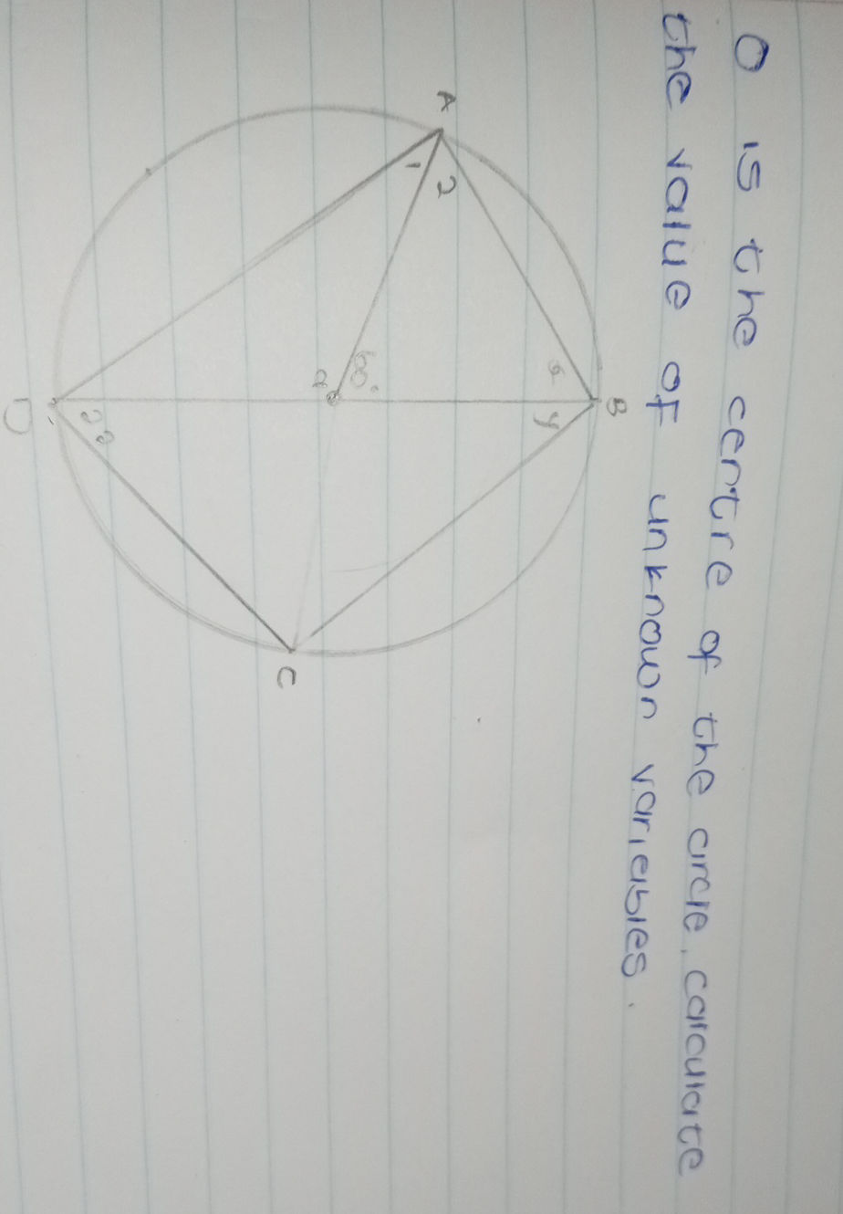 O is the centre of the circle, calculate the | StudyX