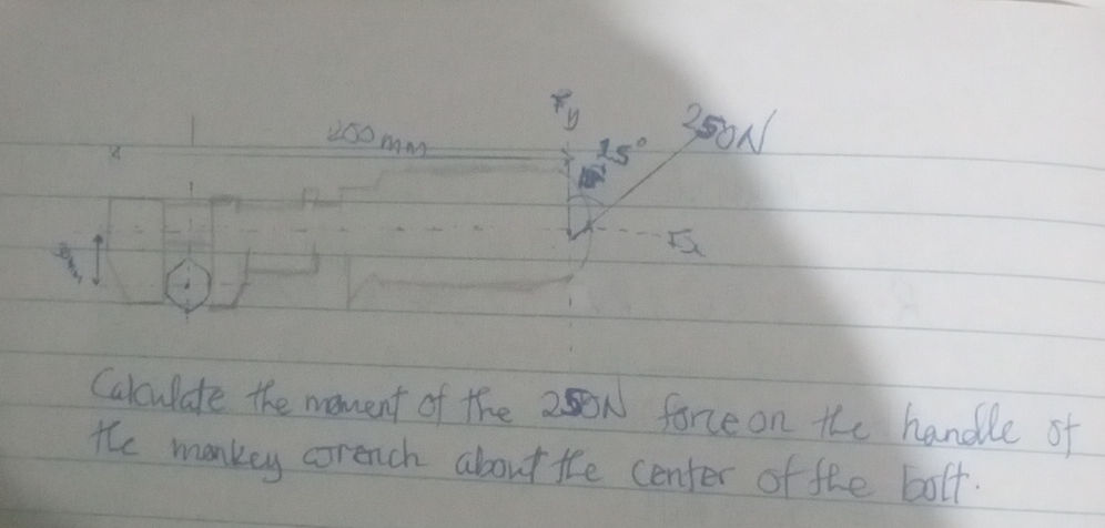 Calculate the moment of the 250N force on | StudyX