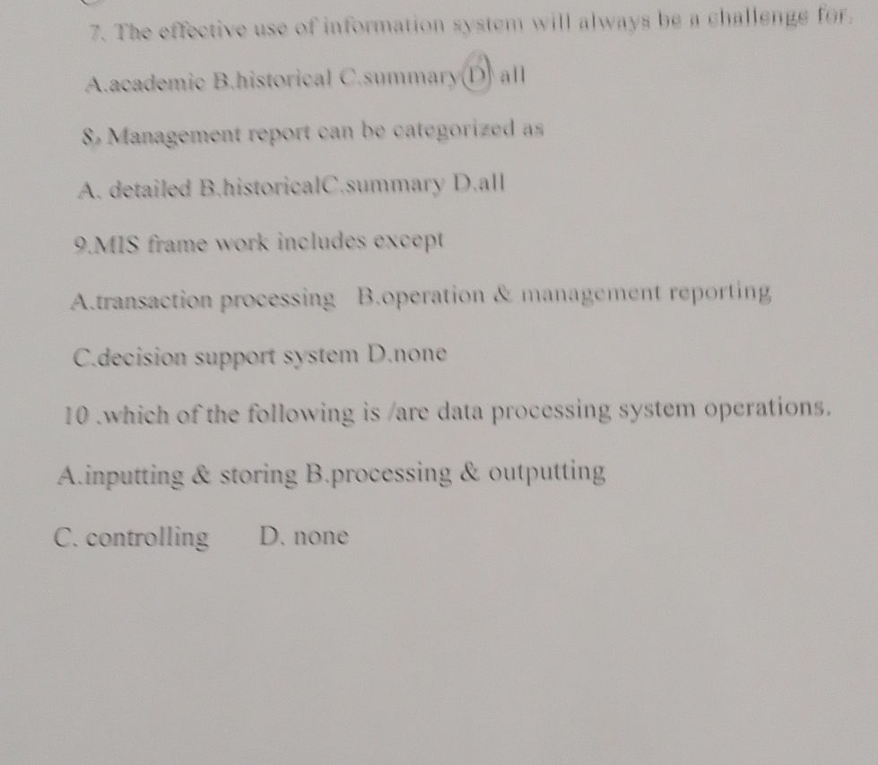 7. The effective use of information system | StudyX