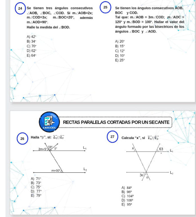 24. Se tienen tres ángulos consecutivos $ | StudyX