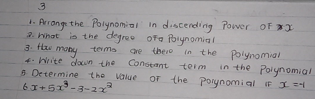 1. Arrange the Polynomial in discending | StudyX